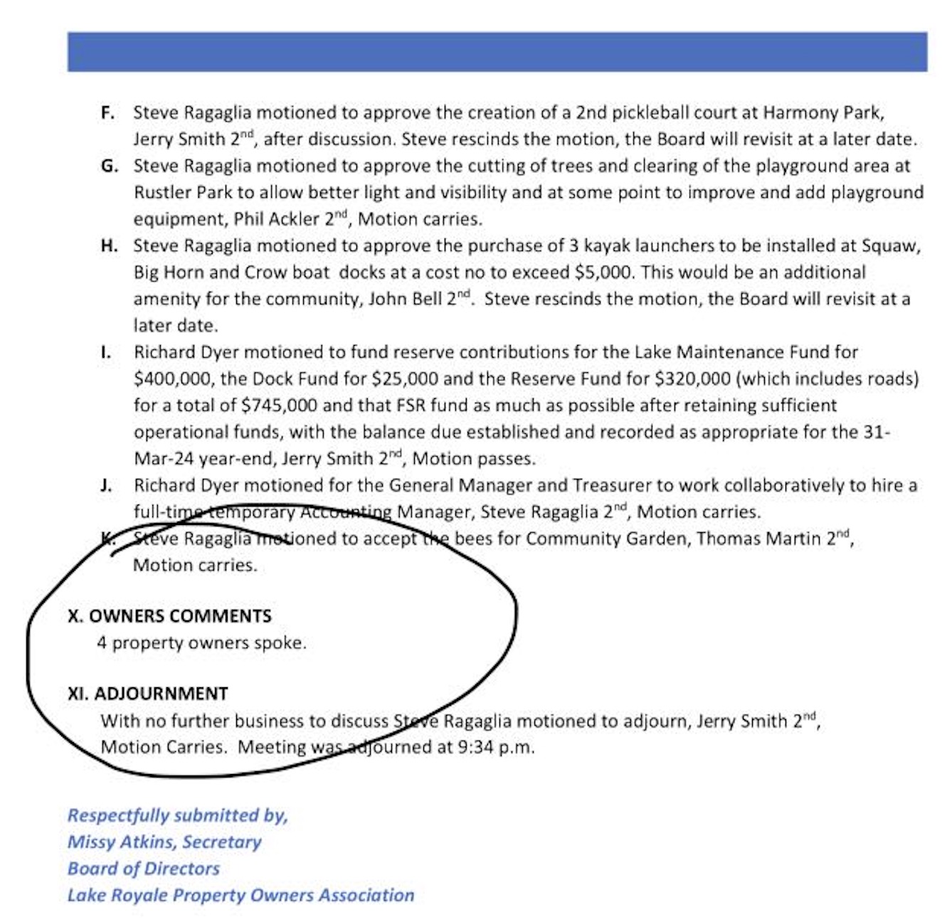 BOD fails to record concerns from constituents in minutes - Lake Royale ...